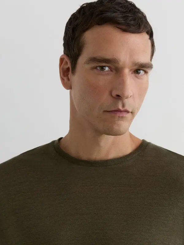 REISS Linen Relaxed-fit Crew-neck T-shirt