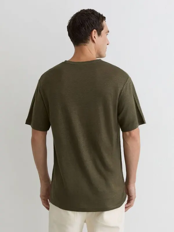 REISS Linen Relaxed-fit Crew-neck T-shirt