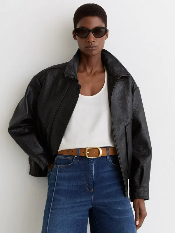REISS Suede Curved-buckle Belt