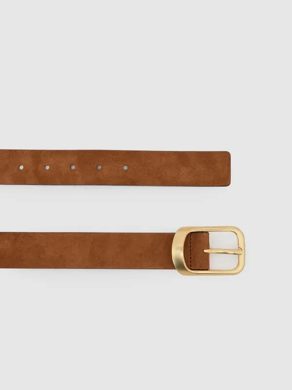 REISS Suede Curved-buckle Belt
