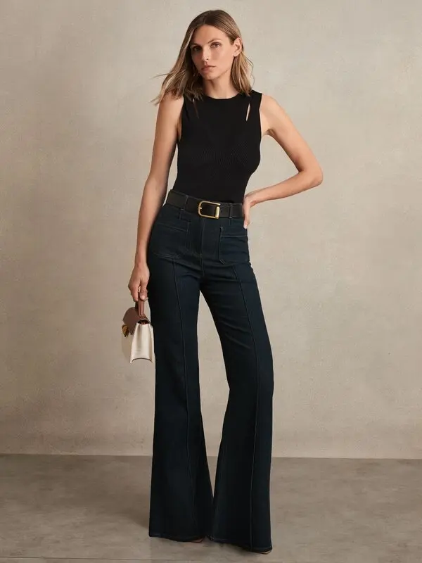REISS Cut-out Rib-knit Vest