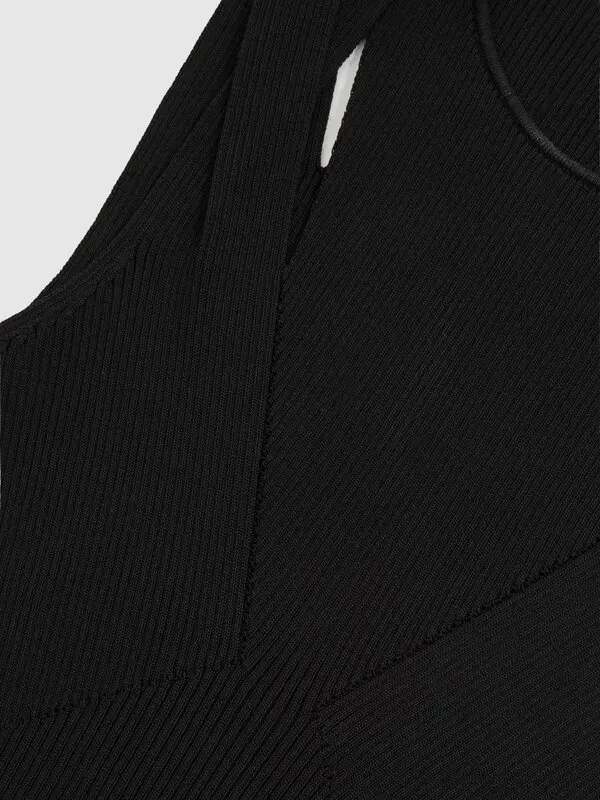 REISS Cut-out Rib-knit Vest