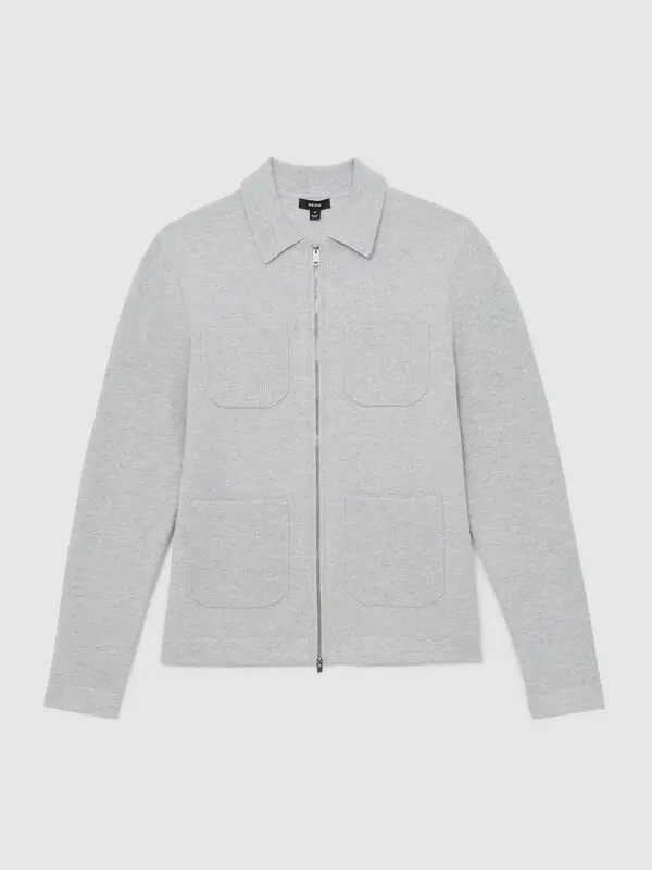 REISS Four-pocket Zip-through Cardigan