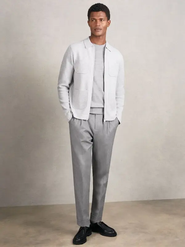 REISS Four-pocket Zip-through Cardigan