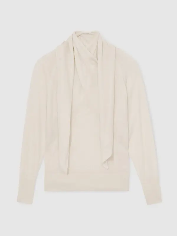 REISS Wool Scarf-tie Draped Jumper