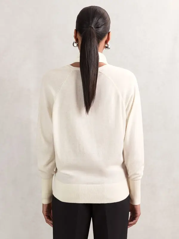 REISS Wool Scarf-tie Draped Jumper
