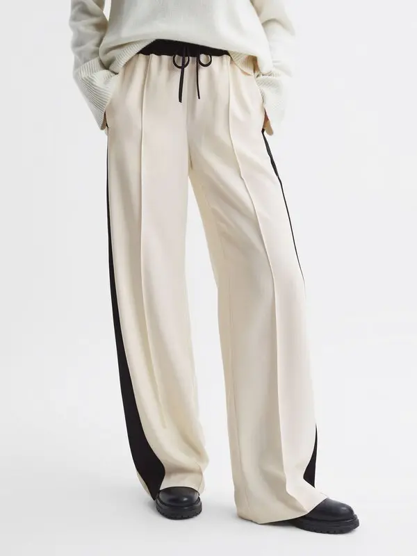 REISS May Leg Contrast Stripe Drawstring Trousers