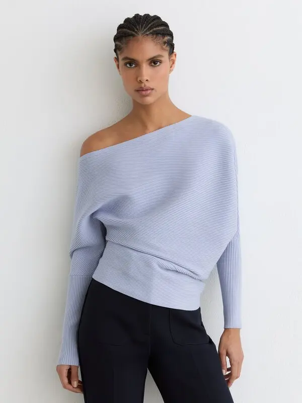 REISS Asymmetric Draped Knitted Jumper