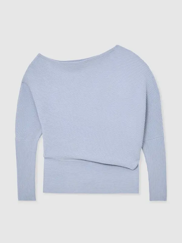 REISS Asymmetric Draped Knitted Jumper