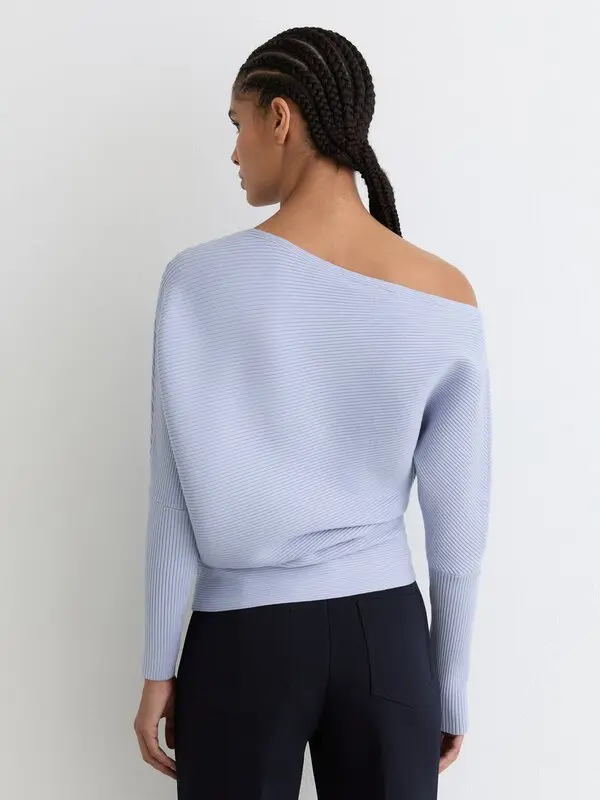 REISS Asymmetric Draped Knitted Jumper