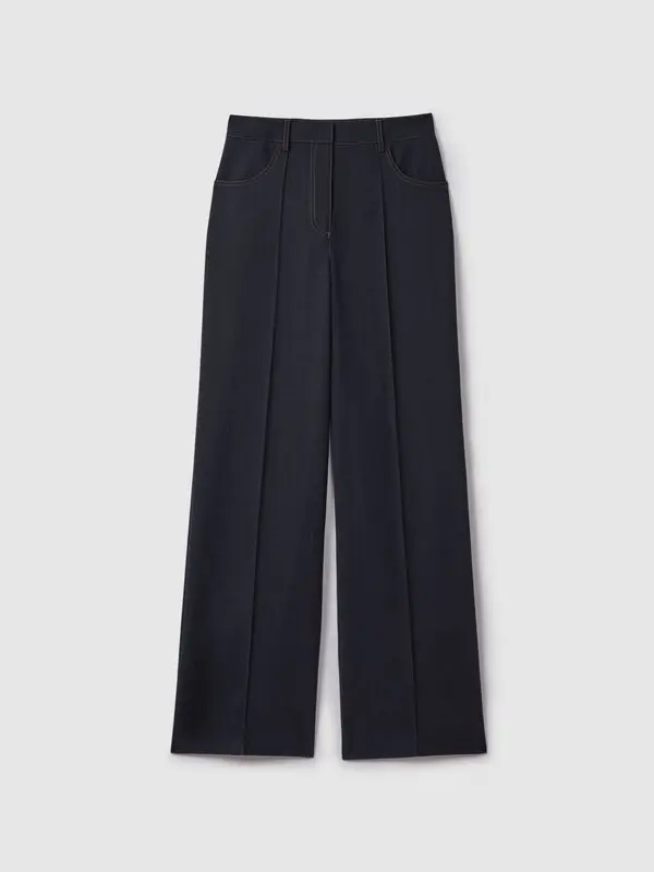 REISS Wool Blend Denim Look Suit Trousers