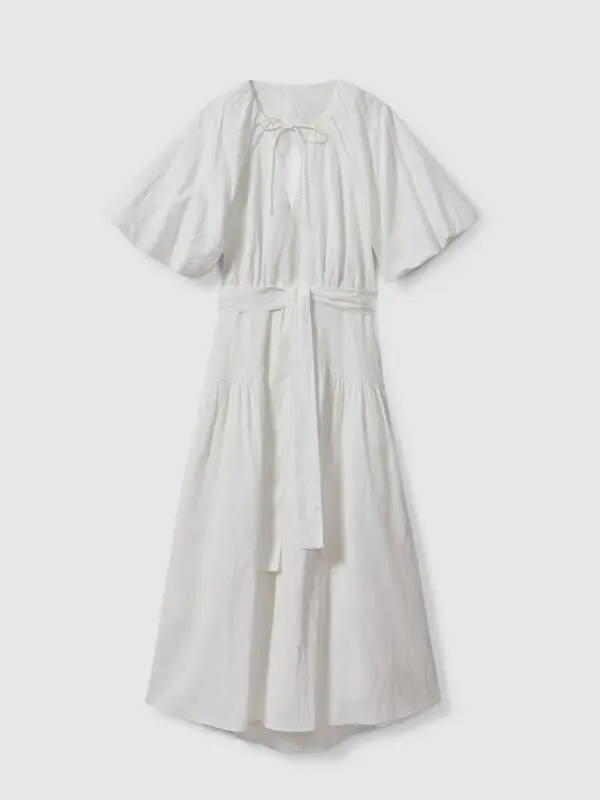 REISS Puff Sleeve Midi Dress