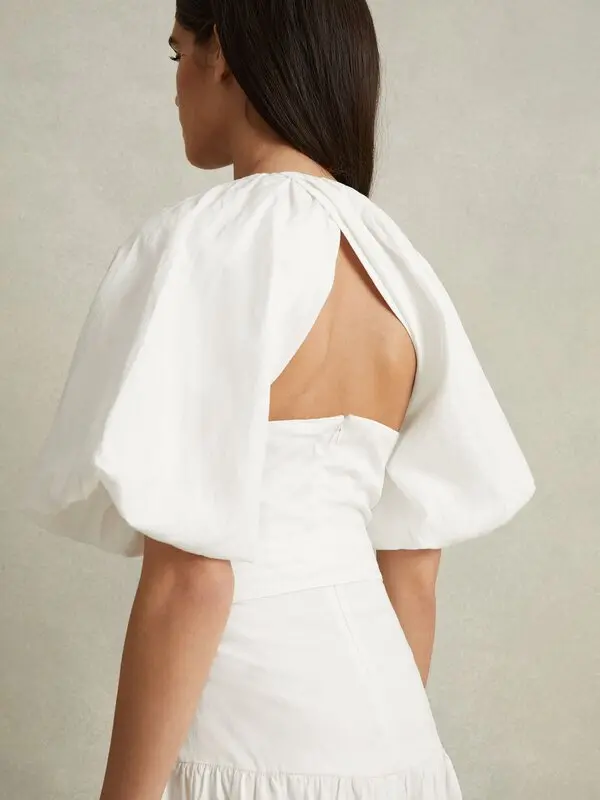 REISS Puff Sleeve Midi Dress