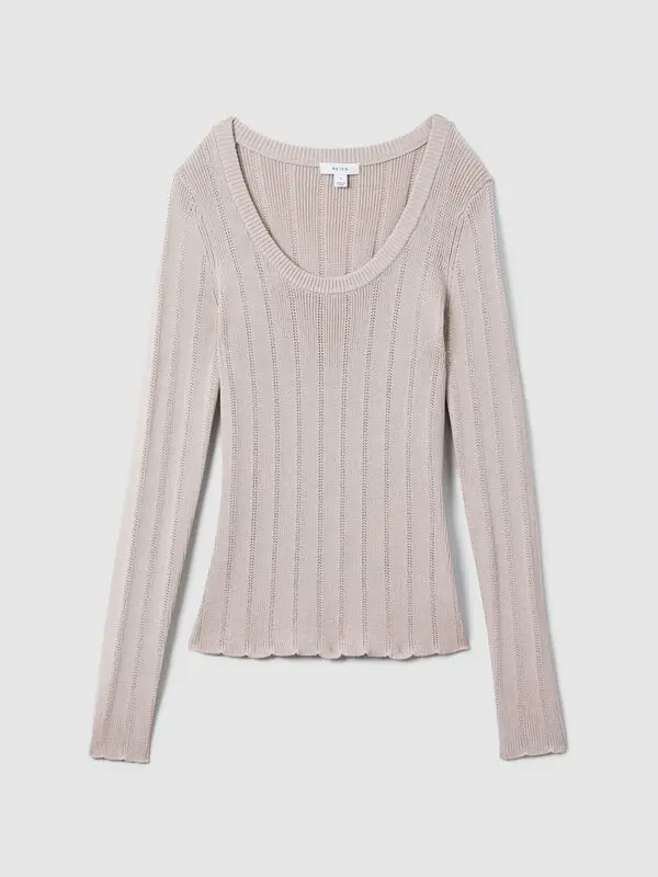 REISS Sierra Scoop Neck Knitted Top