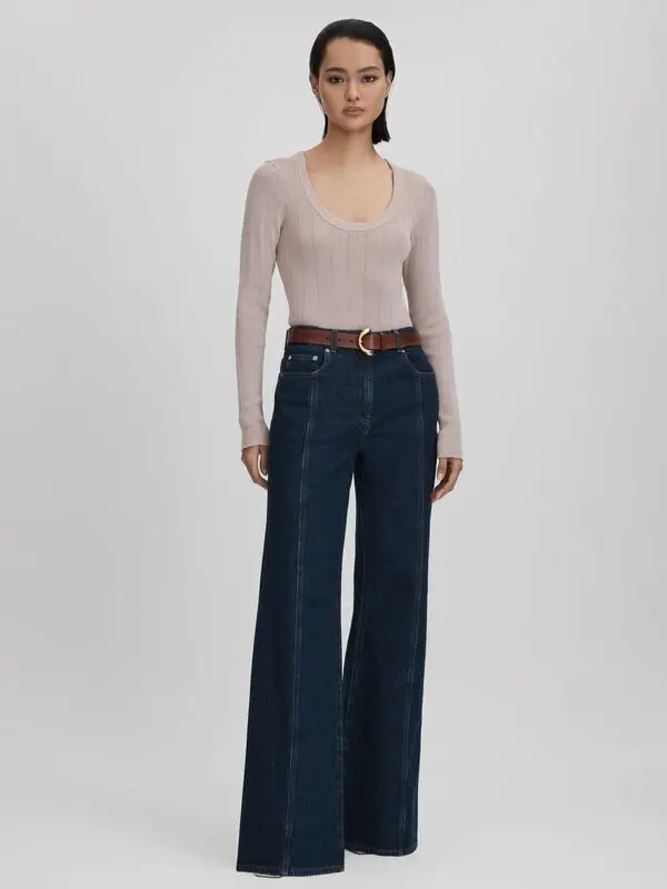 REISS Sierra Scoop Neck Knitted Top