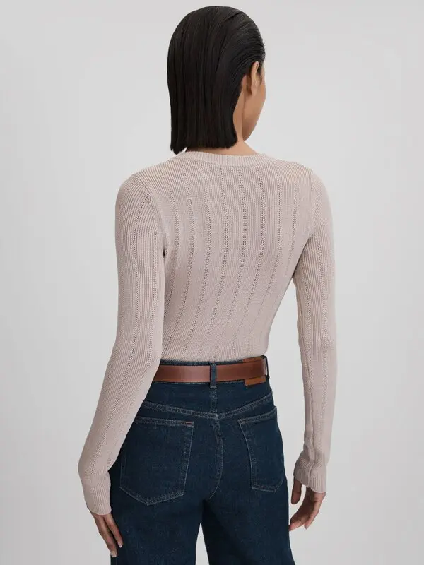 REISS Sierra Scoop Neck Knitted Top