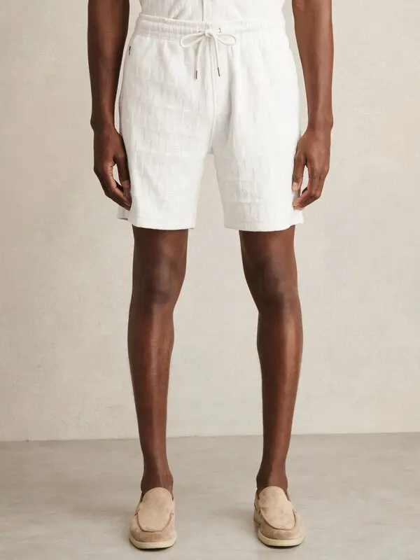REISS Cotton Textured Drawstring Shorts