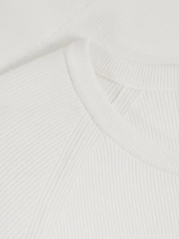REISS Ribbed Knit Crew T-shirt - White