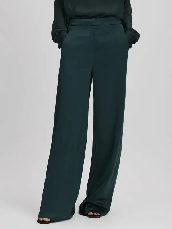 REISS Satin Wide Leg Trousers