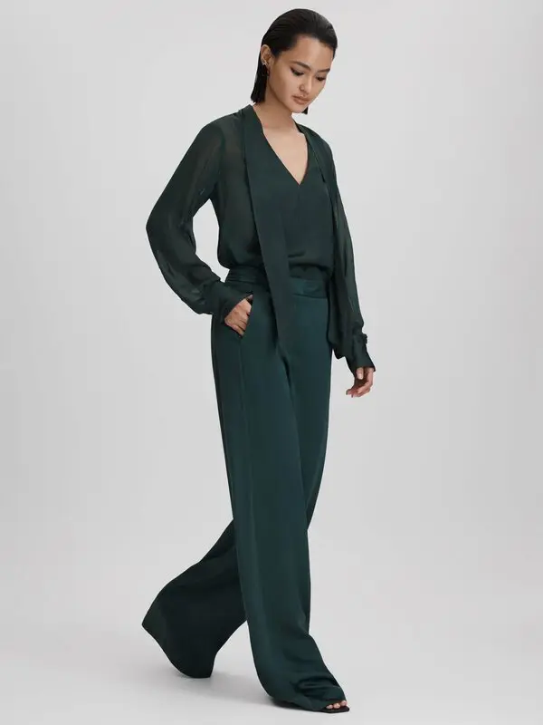 REISS Satin Wide Leg Trousers