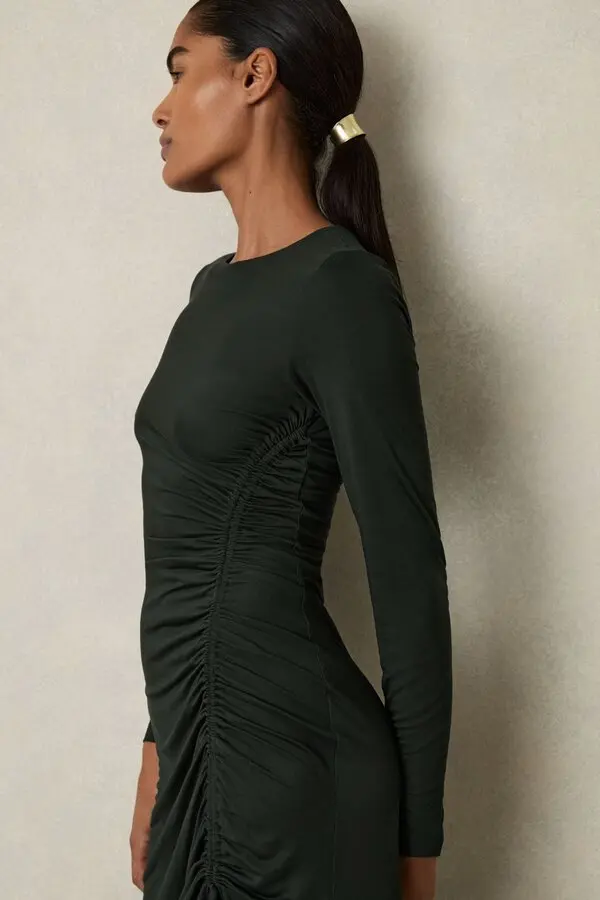REISS Jersey Ruched Midi Dress