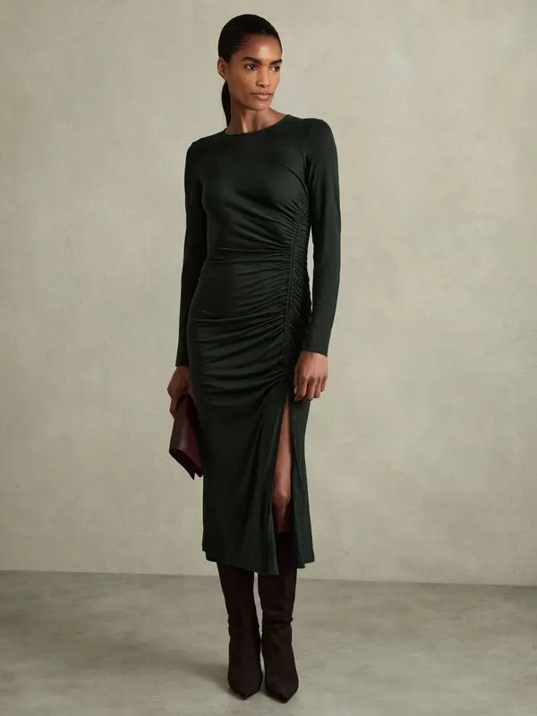 REISS Jersey Ruched Midi Dress