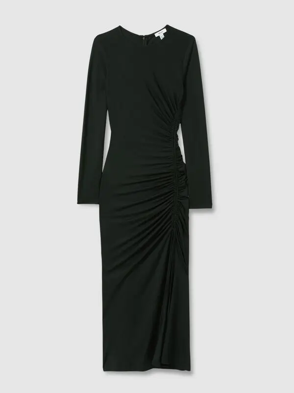 REISS Jersey Ruched Midi Dress