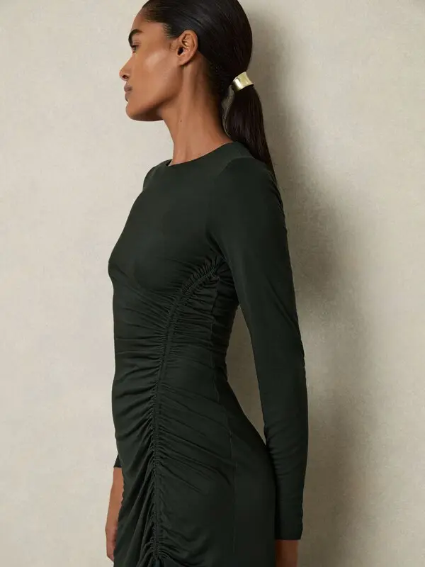 REISS Jersey Ruched Midi Dress