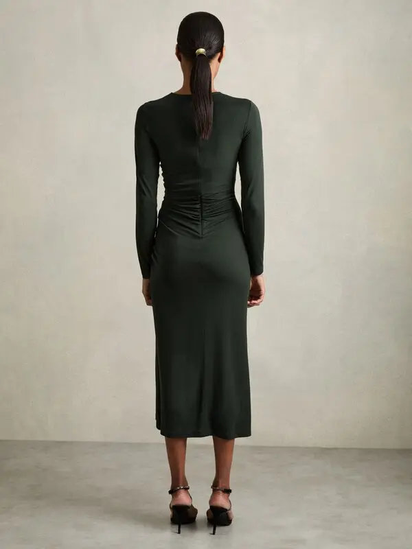 REISS Jersey Ruched Midi Dress