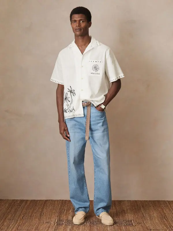 REISS X Ché | Cotton-linen Palm Shirt