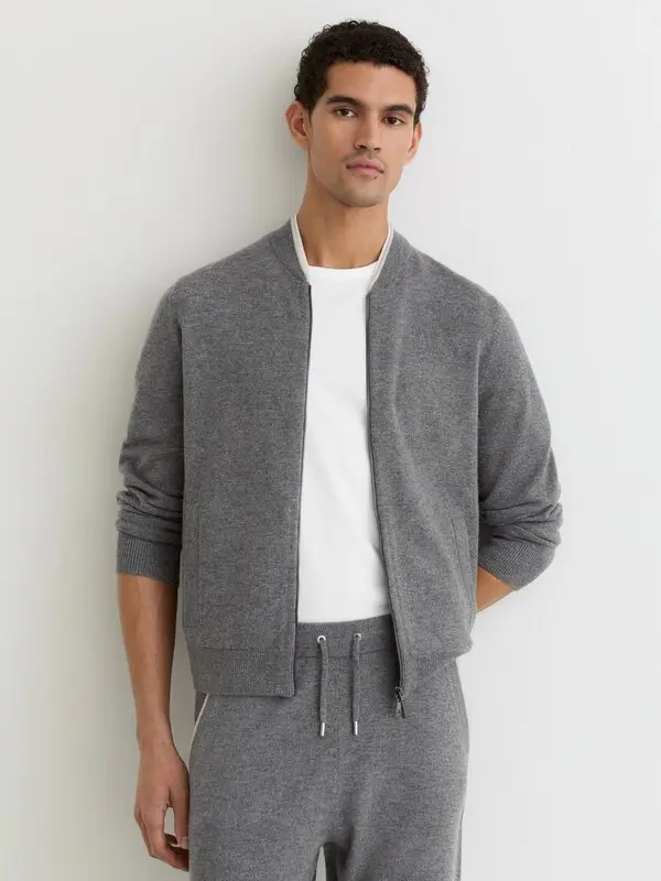 REISS Merino-wool Zipped Bomber Cardigan