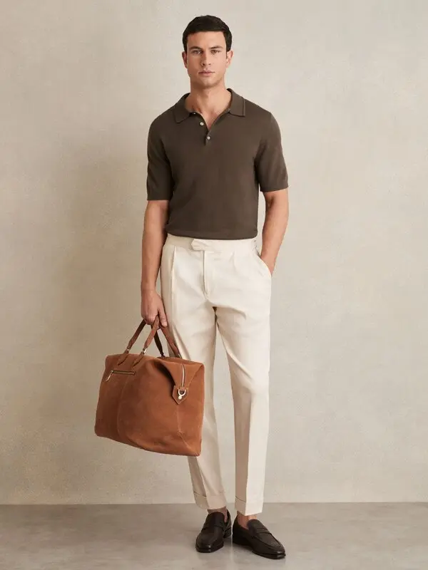 REISS Merino Wool Short-sleeve Polo Shirt