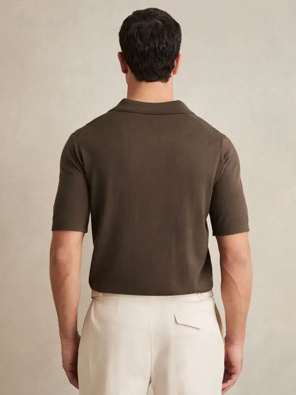 REISS Merino Wool Short-sleeve Polo Shirt