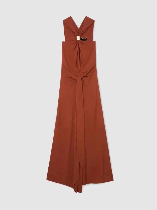 ATELIER Hardware-detail Draped Maxi Dress - Brown