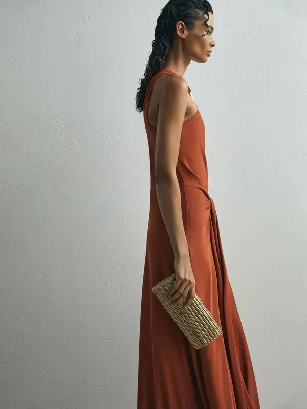 ATELIER Hardware-detail Draped Maxi Dress - Brown