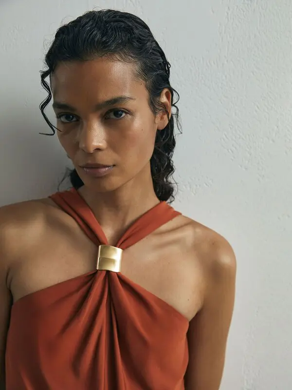 ATELIER Hardware-detail Draped Maxi Dress - Brown