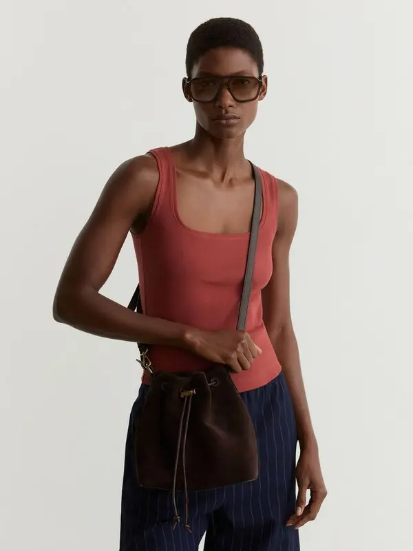 REISS Stretch-cotton Ribbed Square-neck Vest