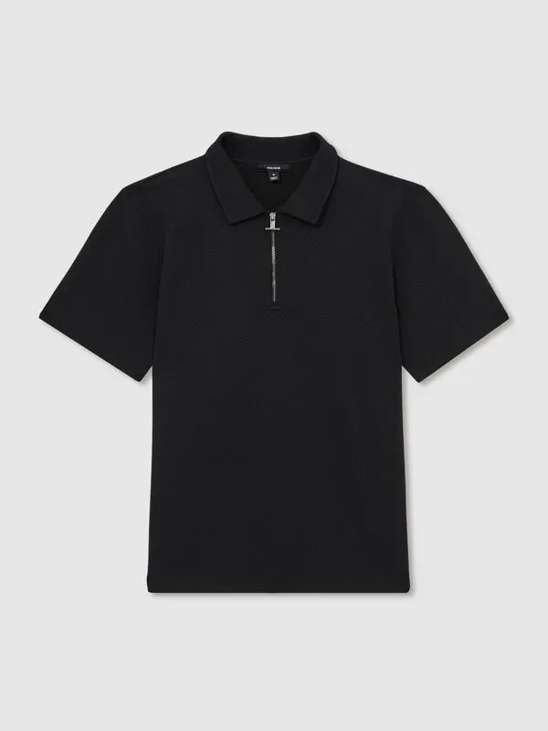 REISS Textured Half-zip Polo Shirt