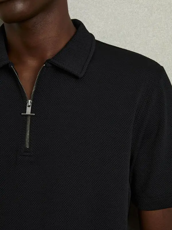 REISS Textured Half-zip Polo Shirt