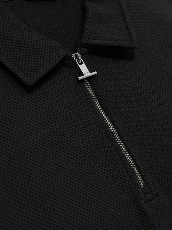REISS Textured Half-zip Polo Shirt
