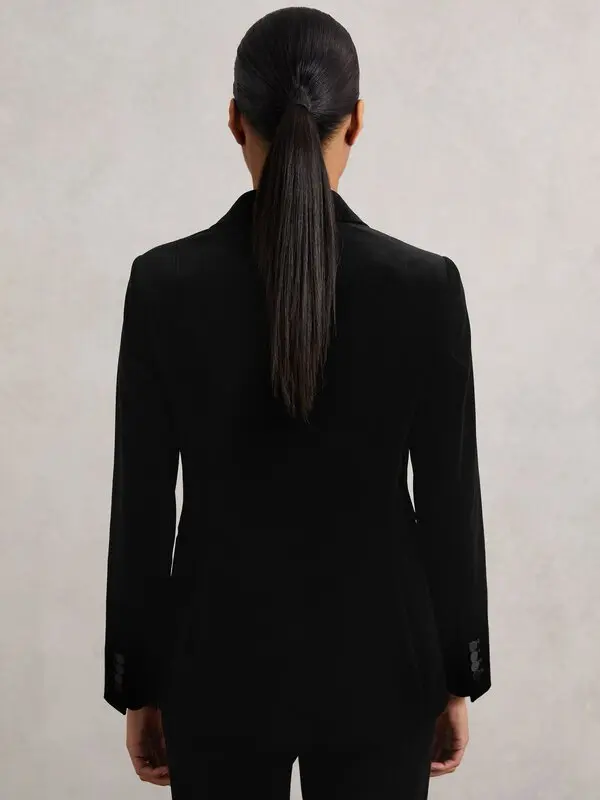 REISS Velvet Single-breasted Peak Lapel Blazer