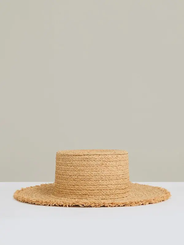 REISS Paper Woven Straw Boater Hat