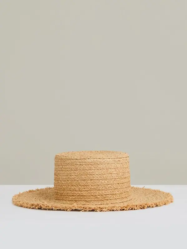 REISS Paper Woven Straw Boater Hat