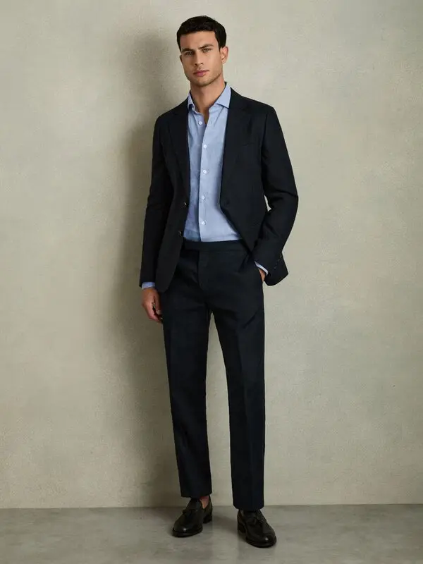 REISS Ruban Linen Button-through Shirt - Sky Blue