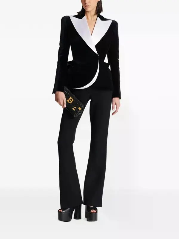 Balmain Two-tone Velvet Blazer - Black