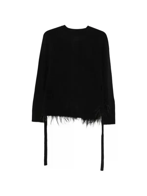 P.a.r.o.s.h Feather-trim Cardigan - Black