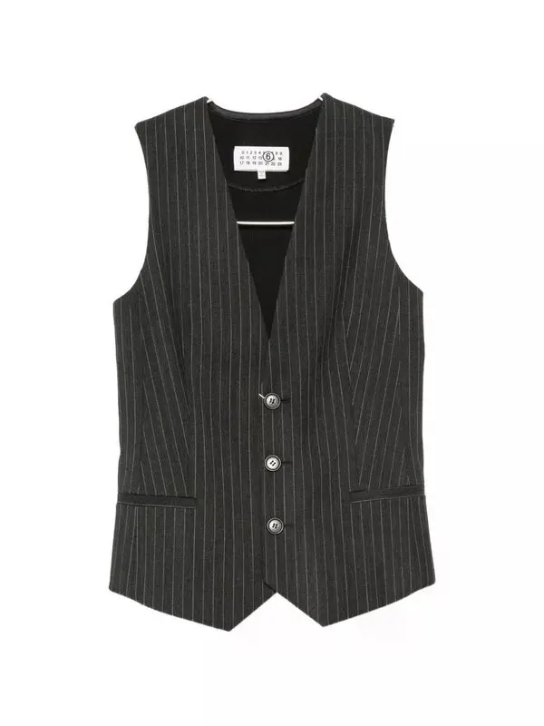 MAISON MARGIELA Pinstripe-pattern Sleeveless Waistcoat - Grey