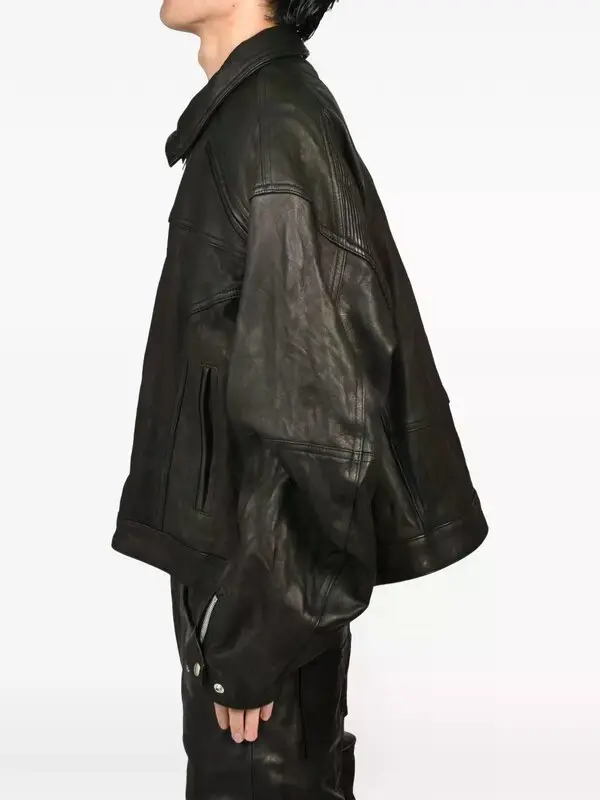FILTH Zip-up Panelled Leather Biker Jacket