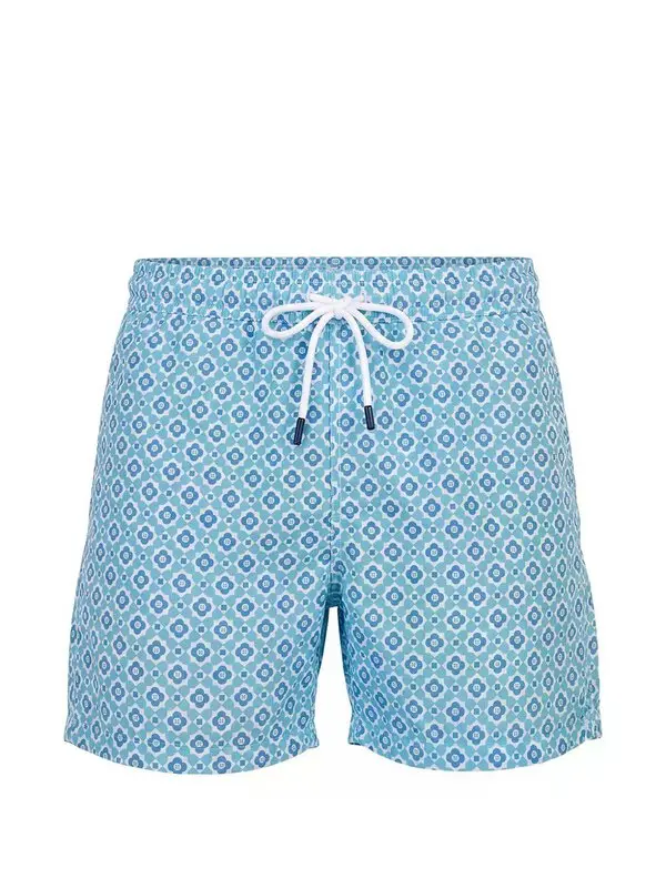 Fedeli Geometric-print Drawstring Swim Shorts
