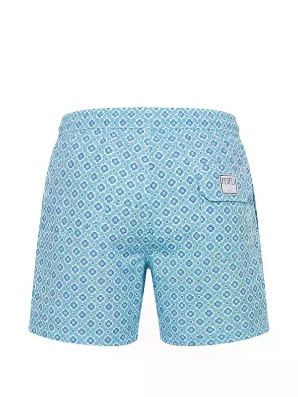 Fedeli Geometric-print Drawstring Swim Shorts